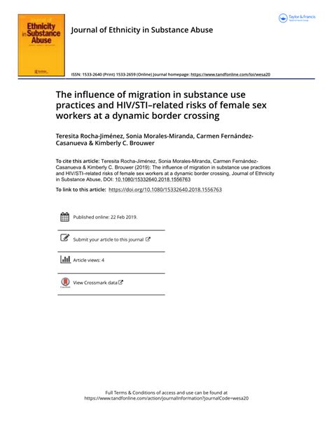 PDF The Influence Of Migration In Substance Use Practices And HIV STIrelated Risks Of Female