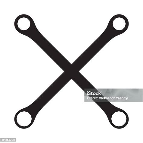 크로스 렌치의 실루엣 아이콘입니다 워크샵 정비사 수리 서비스 로고 템플릿 디자인 웹 응용 프로그램에 대 한 깨끗 하 고 현대적인