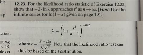 Solved 1223 ﻿for The Likelihood Ratio Statistic Of
