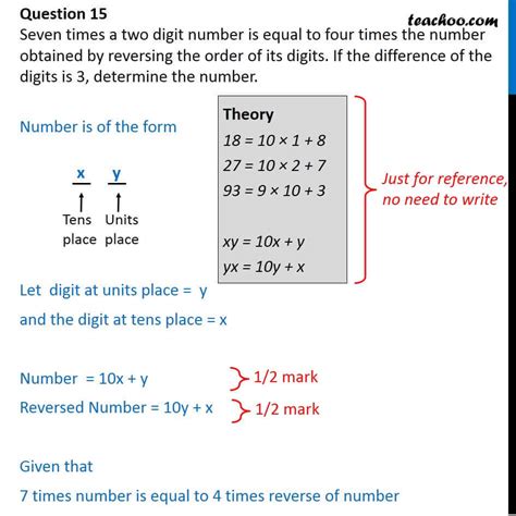 Seven Times A Two Digit Number Is Equal To Four Times Reverse Of
