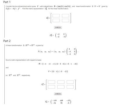 Solved Part 1 Consider The Two Dimensional Vector Space V Chegg Com