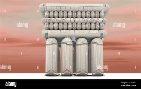Modern 3d Illustration Of Architectural Structure Based On Archaic And Classical Greek Ionic And