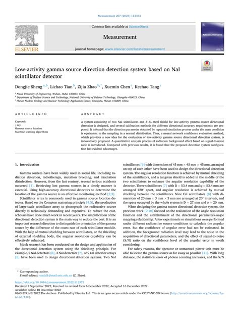 PDF Low Activity Gamma Source Direction Detection System Based On NaI Scintillator Detector