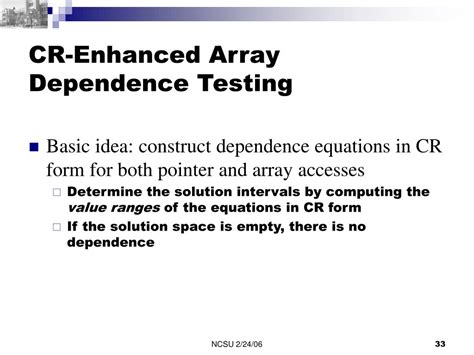 Ppt Array Dependence Analysis With The Chains Of Recurrences