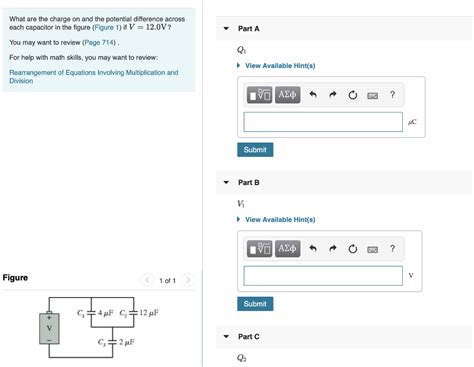 Solved What Are The Charge On And The Potential Difference Chegg Com