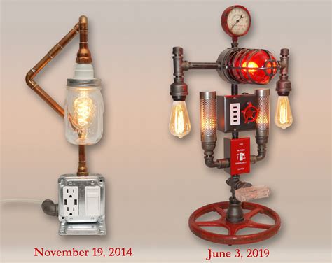 On Steve Gallaghers Steampunk And Industrial Pipe Lamps