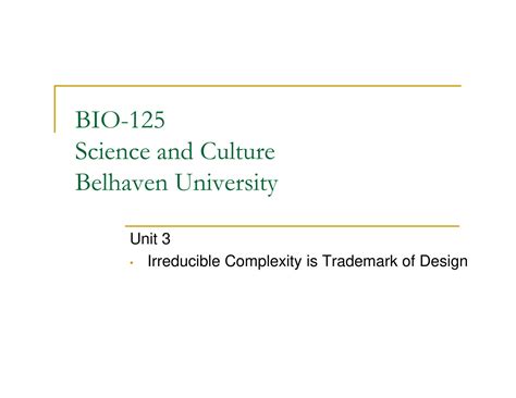 Solution Powerpoint Unit 3 Bio125 Irreducible Complexity Is Trademark