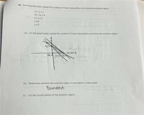 Solved 50 On The Graph Paper Graph This System Of Linear