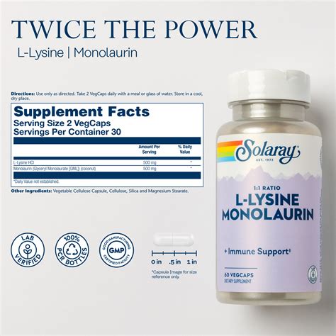 Walmart Solaray L-Lysine Capsules - Pure Monolaurin Immune Supplement ...