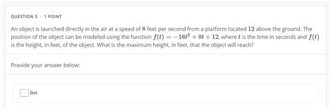 Solved QUESTION POINT An Object Is Launched Directly In Chegg