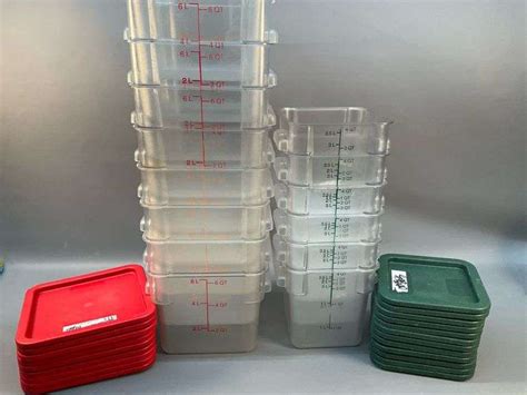 Sysco 4 Quart 12 And 6 Quart 9 Clear Square Polycarbonate Food