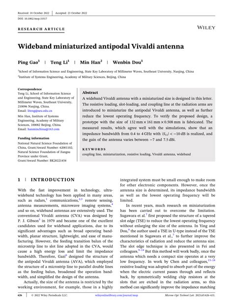 Wideband Miniaturized Antipodal Vivaldi Antenna Request Pdf