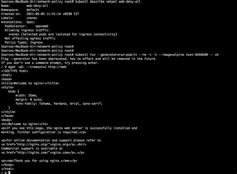 Network Policy Not Working As Expected In DENY All Traffic To An Application Issue