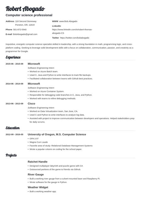 Computer Science Resume Example That Works In 2025