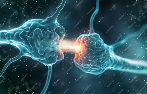 Premium Photo Closeup Image Showing Two Neurons Connecting With An