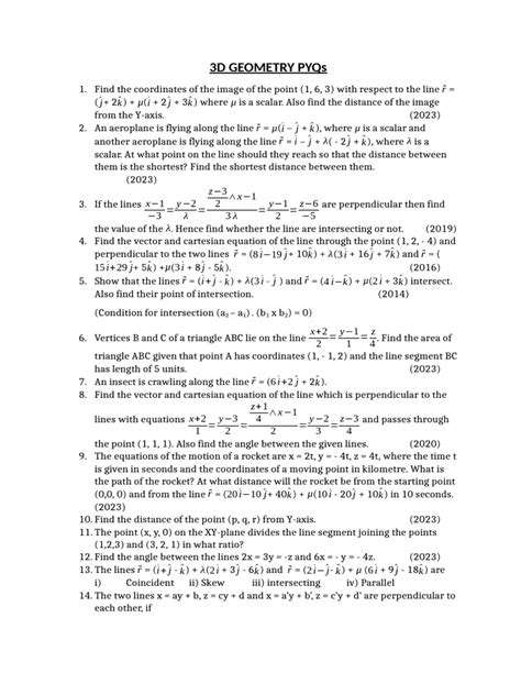 3d Geometry Pdf Line Geometry Cartesian Coordinate System