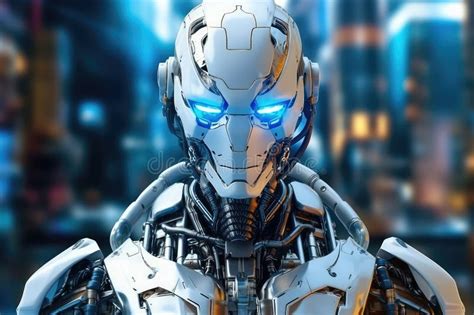 Android Artificial Intelligence In The City The Future And Robots Generative Ai Stock