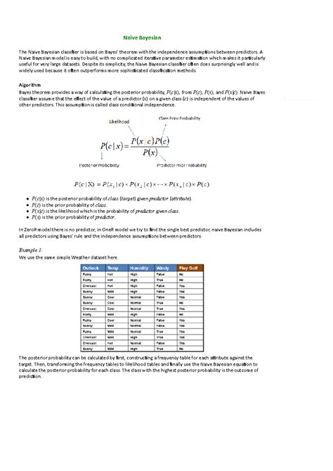 Numerical Problems On PCA And Naive Bayes PM Naive Bayesian Studocu