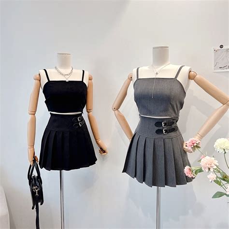 이프유마인 당일발송 하이틴룩s~m까지 하이웨스트 버클 포인트 테니스 플리츠 미니 스커트 2color