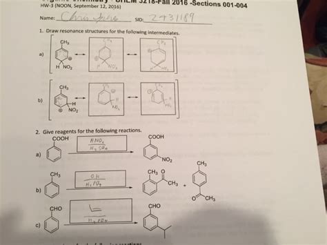 Solved 1 Draw Resonance Structures For The Following