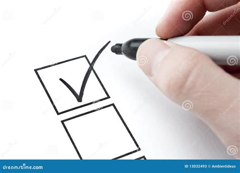 Check Mark And Box With Hand Writing Stock Image Image Of Document Background 13032493