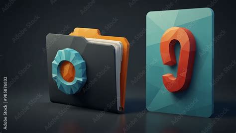 Ilustración De Stock 3d Error Folder Icon With Exclamation Mark In Low