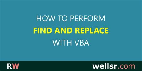 Find And Replace Cells With Vba