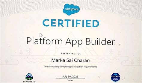 Sai Charan Yadav Marka On Linkedin Happy To Share That Got Certified In Salesforce Platform App…