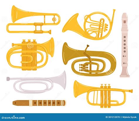 Musical Wind Instruments Set Saxophone Clarinet Trumpet Trombone