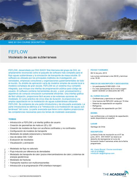Chile Feflow Adv5days 2013 Es Pdf Agua Subterránea Software