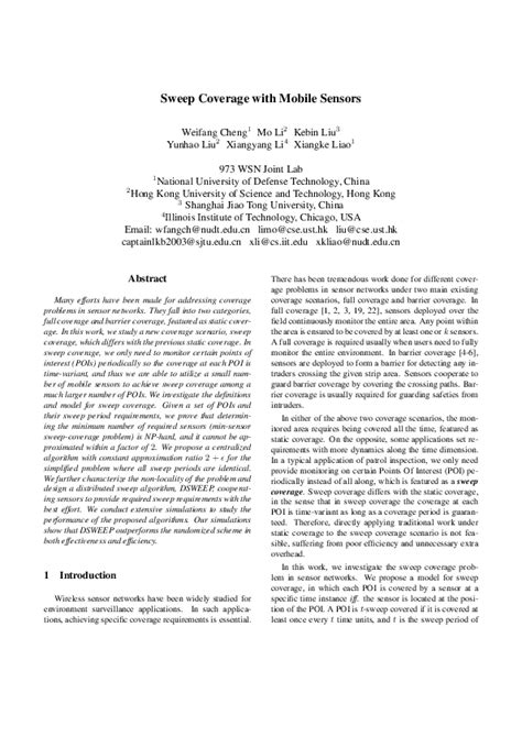 Pdf Sweep Coverage With Mobile Sensors Mo Li