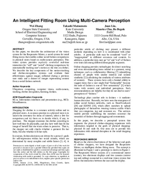Pdf An Intelligent Fitting Room Using Multi Camera Perception