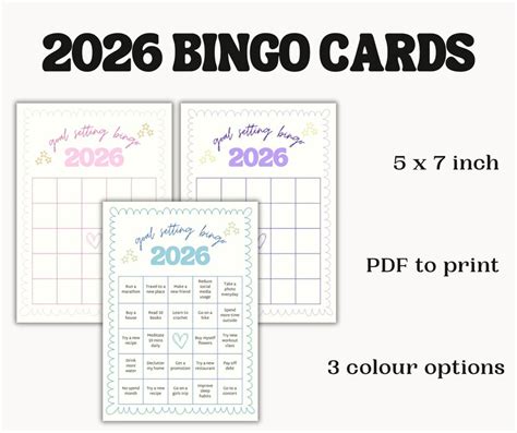 2026 Bingo Card Printable Canva Editable Template Vision Board New