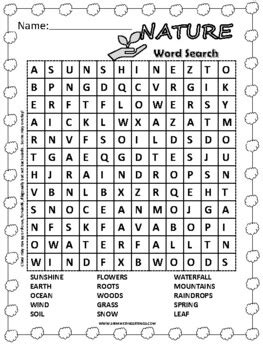 Nature Word Search Activity By Shimmering Strings Tpt