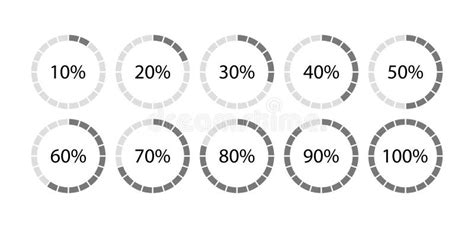 Grey Circle 100 Percent Filling Round Pie Chart Template Circular Section Graph Stock Vector