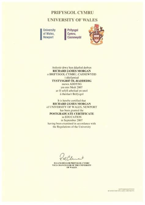 Pgce Certificate Pdf