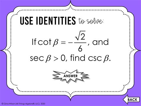Trigonometric Identities Bingo Game All Things Algebra