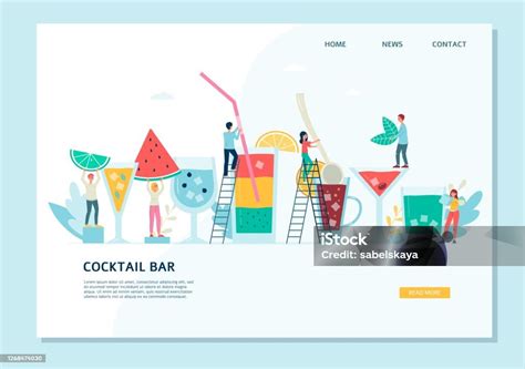 작은 바텐더 플랫 벡터 일러스트와 여름 칵테일 바 웹 페이지 칵테일에 대한 스톡 벡터 아트 및 기타 이미지 칵테일 건강한 생활방식 과일 Istock