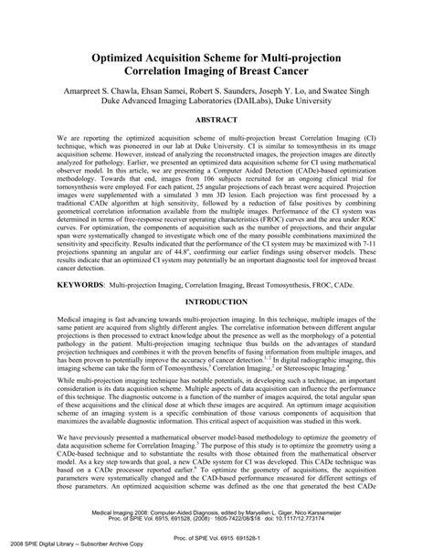 pdf optimized acquisition scheme for multi projection correlation