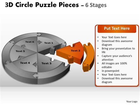 D Circle Puzzle Diagram Stages Slide Layout Presentation PowerPoint Diagrams PPT Sample