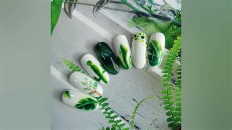 Beautiful Green Leaf Nail Art Tutorial 1 Minute Youtube