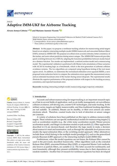 Pdf Adaptive Imm Ukf For Airborne Tracking