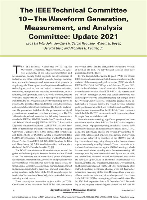 Pdf The Ieee Technical Committee 10 The Waveform Generation