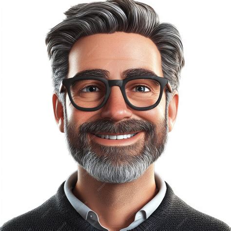 3d Ikonen Avatar Cartoon Hipster Charakter Mit Bart Und Tablet Kartoon