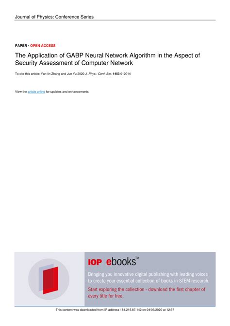 Pdf The Application Of Gabp Neural Network Algorithm In The Aspect Of Security Assessment Of
