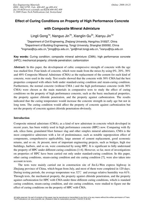 Effect Of Curing Conditions On Property Of High Performance Concrete