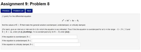 Solved Assignment 9 Problem 8 Previous Problem List Next 1