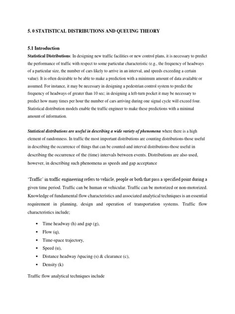 Ece 3141 Statistical Distributions And Queuing Theory In Traffic Delay