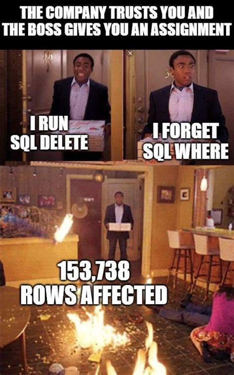Sql Programming Delete Meme Programing Jokes Sql Work Humor