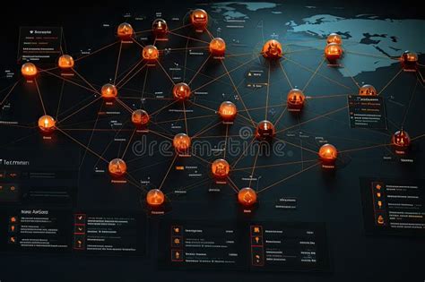 Screen With Network Topology And Threats Cyber Security Data Protection Business Technology